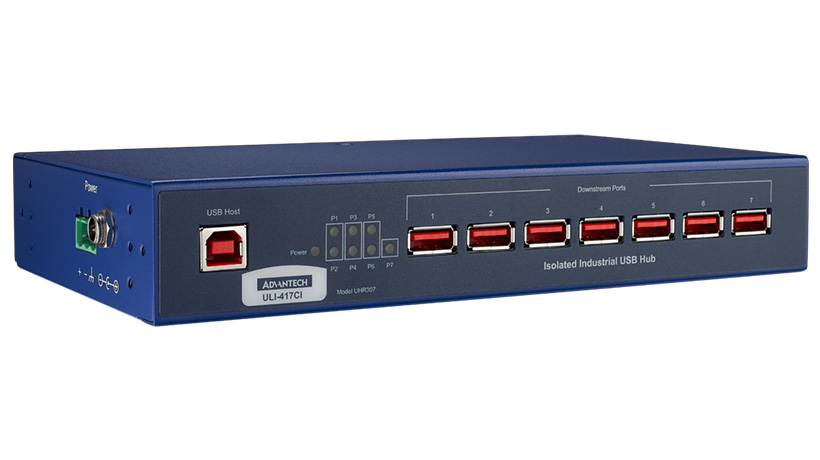 BB-UHR307，ULI-417CI USB 2.0 Hub, 7 Port, 工业用, 隔离, High Retention Connectors ULI-417CI |研华 IoTMart